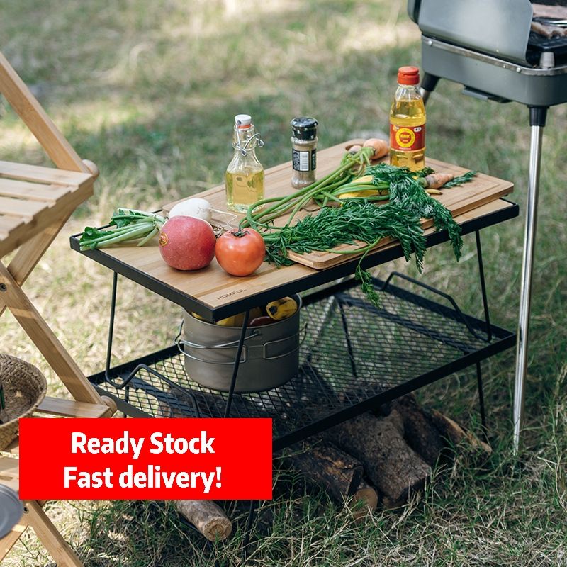 Camping Foldable Table x2 set together with Wooden Board with Beg Ready ...