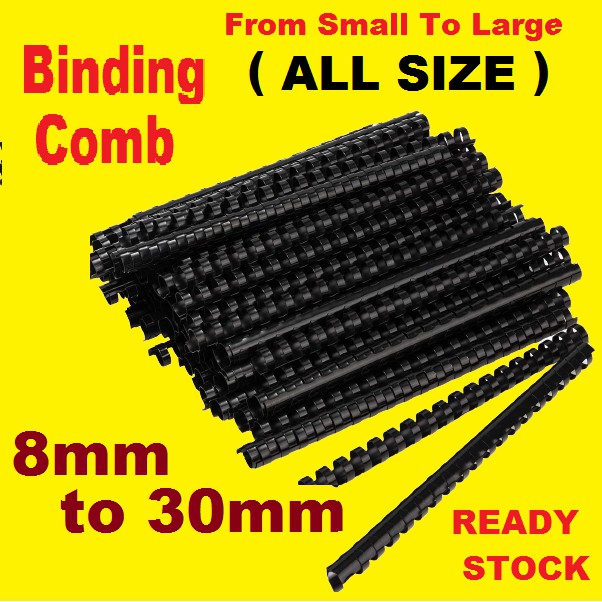 ( ALL SIZE) Binding Comb Ring Black / A4 Plastic Comb Binding Rings ...