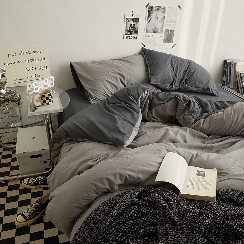 4 In 1 Bed Sheet Set Queen King Size Milky White Color Bed Sheet Set