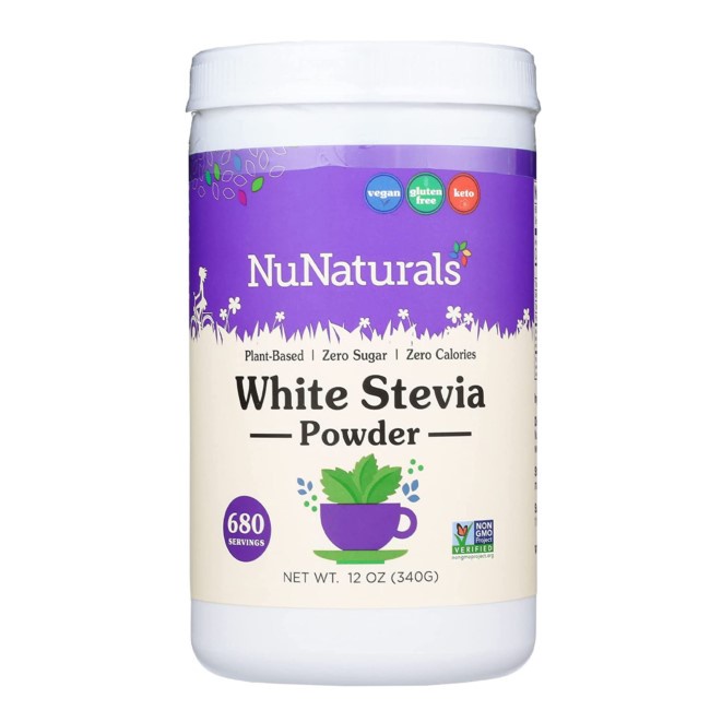 NuNaturals White Stevia Powder, Plant-Based Sugar Substitute, Zero ...