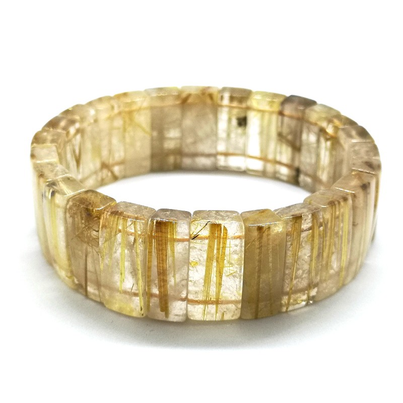 Golden Titanium Rutilated Quartz Bangle Bracelet (Top Grade) 金发钛晶 ...