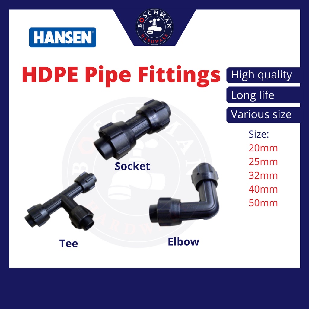 HANSEN Fittings Connector Pipe & Fitting System Poly pipe fittings HDPE ...