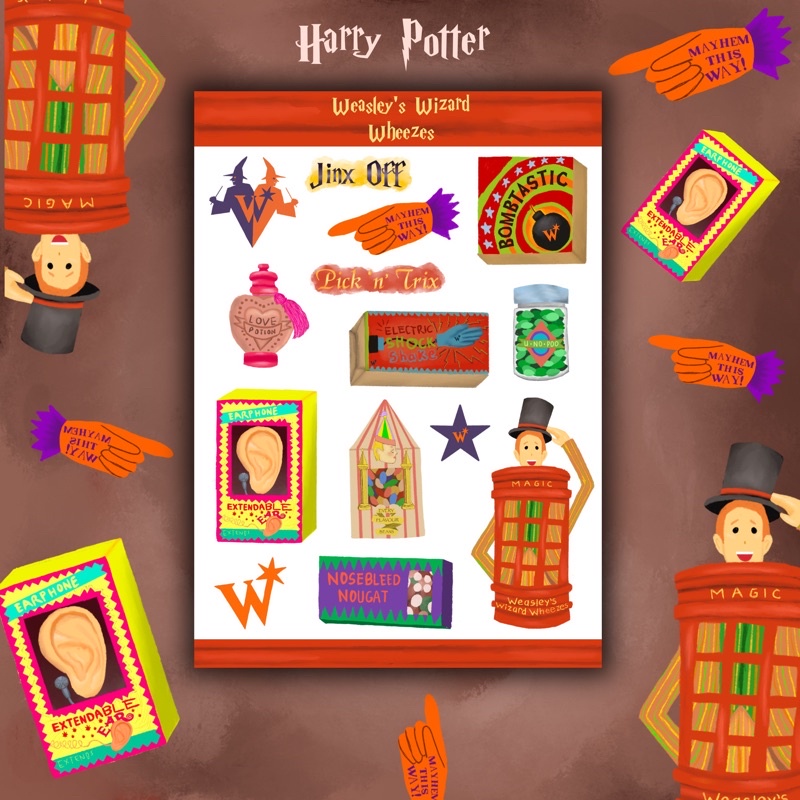 Harry Potter Weasley's Wizard Whistle kisscut sticker a6 journalling ...