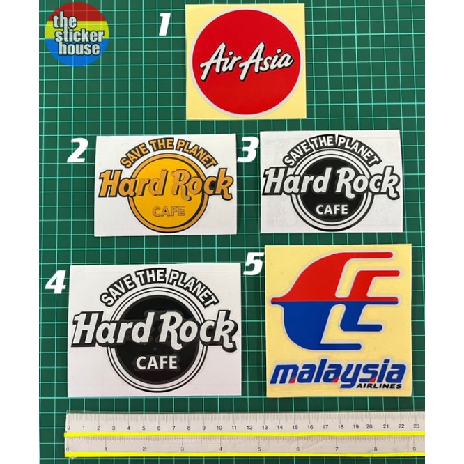 AIR ASIA / HARD ROCK / MAS MALAYSIA AIRLINE STICKER CUTTING OVERLAPPING ...