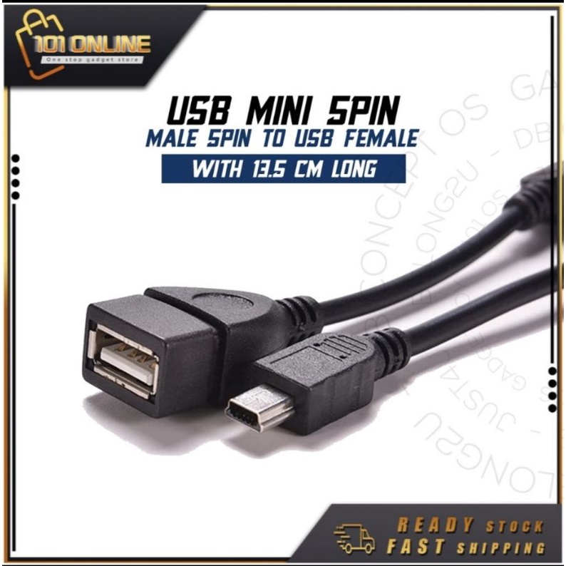 5pin mini USB male to USB 2.0 type A female OTG host adapter 5 pin ...