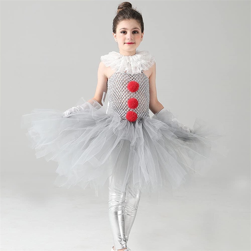 Halloween Costume For Kids Gray Girls Tutu Dress Kids Cosplay Scary ...