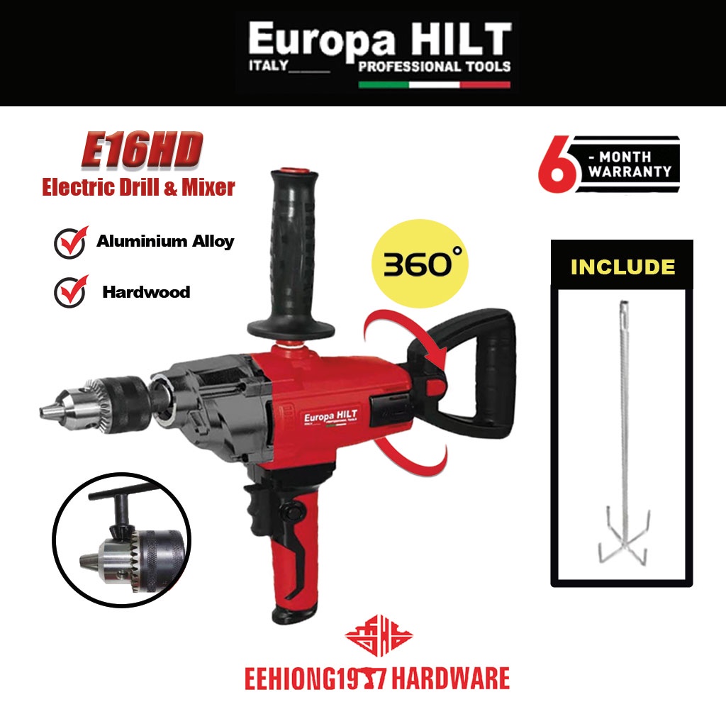 EUROPAHILT EUROPA HILT E16HD 16MM ELECTRIC DRILL MIXER WITH MIXER ...