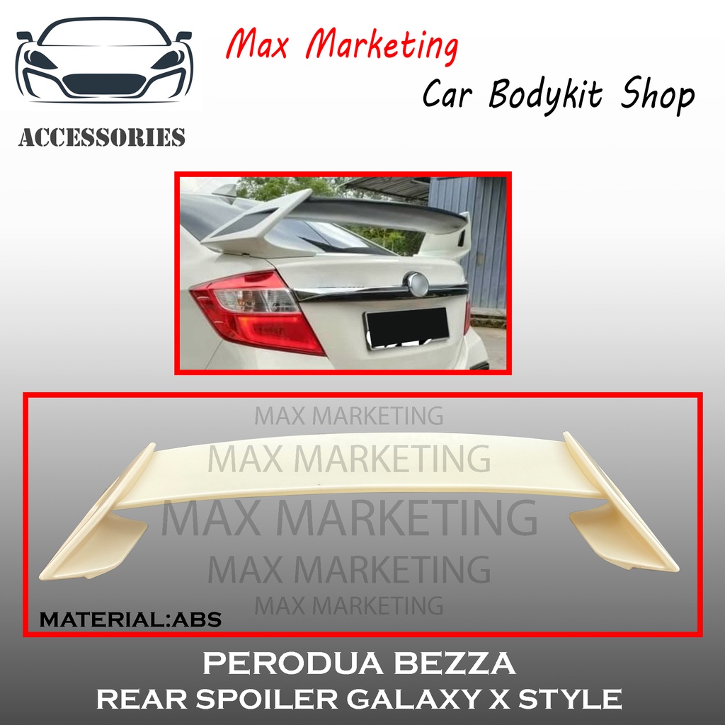 PERODUA BEZZA 2016 + GALAXY X STYLE REAR TRUNK SPOILER WING ABS SKIRT ...