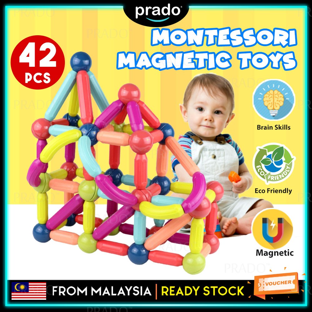 PRADO Kids Magnet Sticky Balls Building Toy Blocks 3D Builders Bricks ...