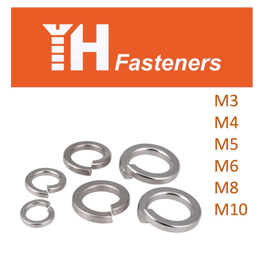 (100 pcs) M3 M4 M5 M6 M8 M10 Spring Washer DIN 127 B Stainless Steel ...