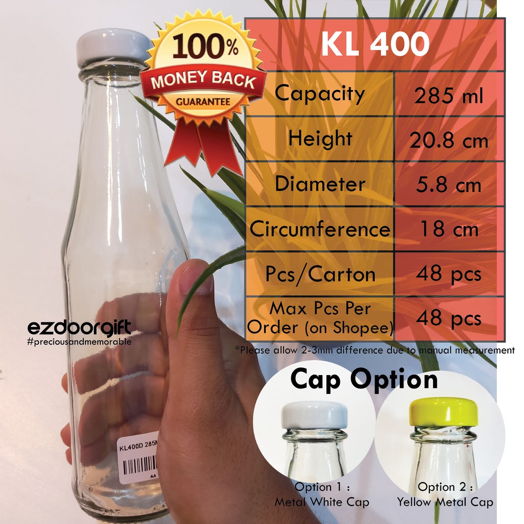 Kl400 285ml Glass Bottle Glass Jar Money Back Guarantee Botol Kaca ...