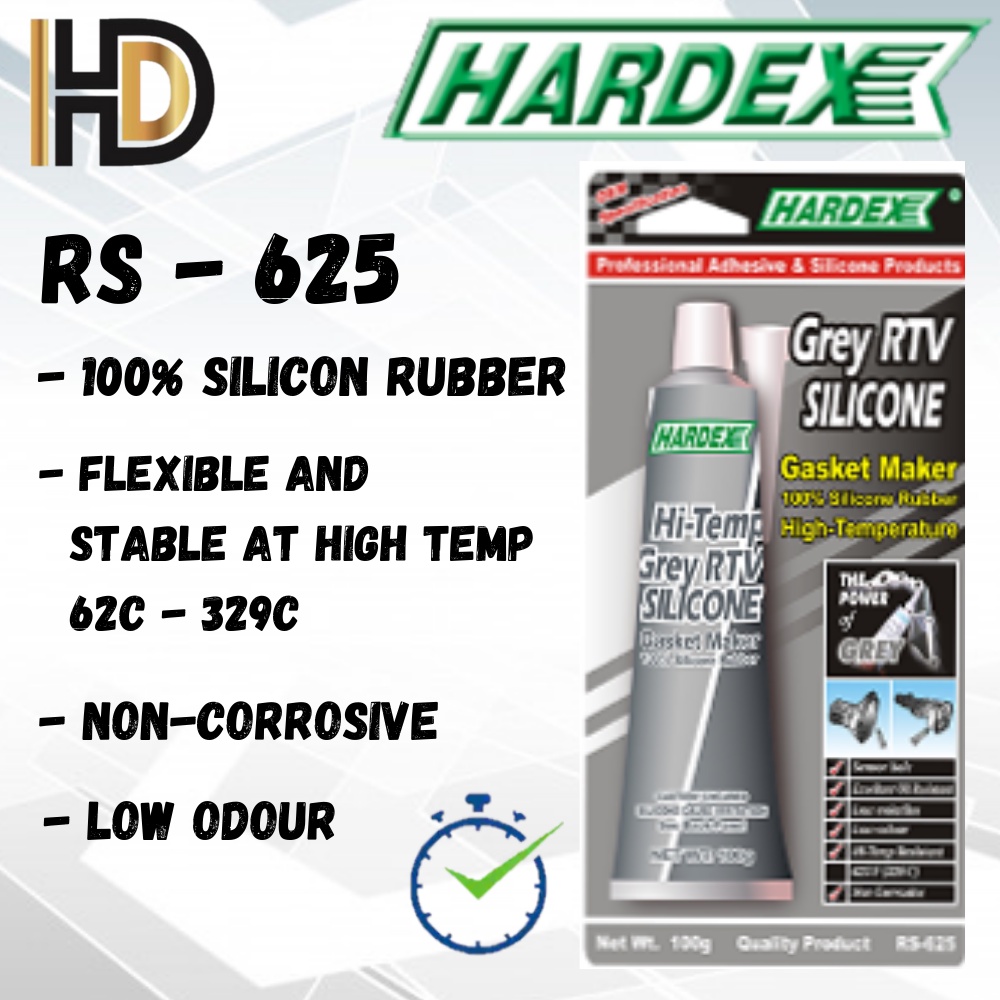 HARDEX RS-625 GREY RTV SILICONE GASKET MAKER 100% SILICONE RUBBER/HIGH ...