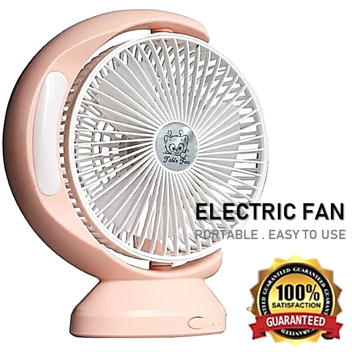 LED Light USB Rechargeable Rotatable Stand Fan Table Folding Fan Air ...