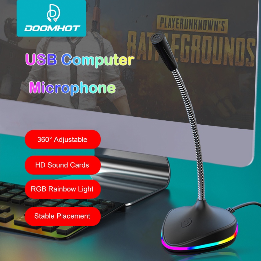 DoomHot USB Microphone RGB Ambient Light Mic Computer Mic 360°Goose ...