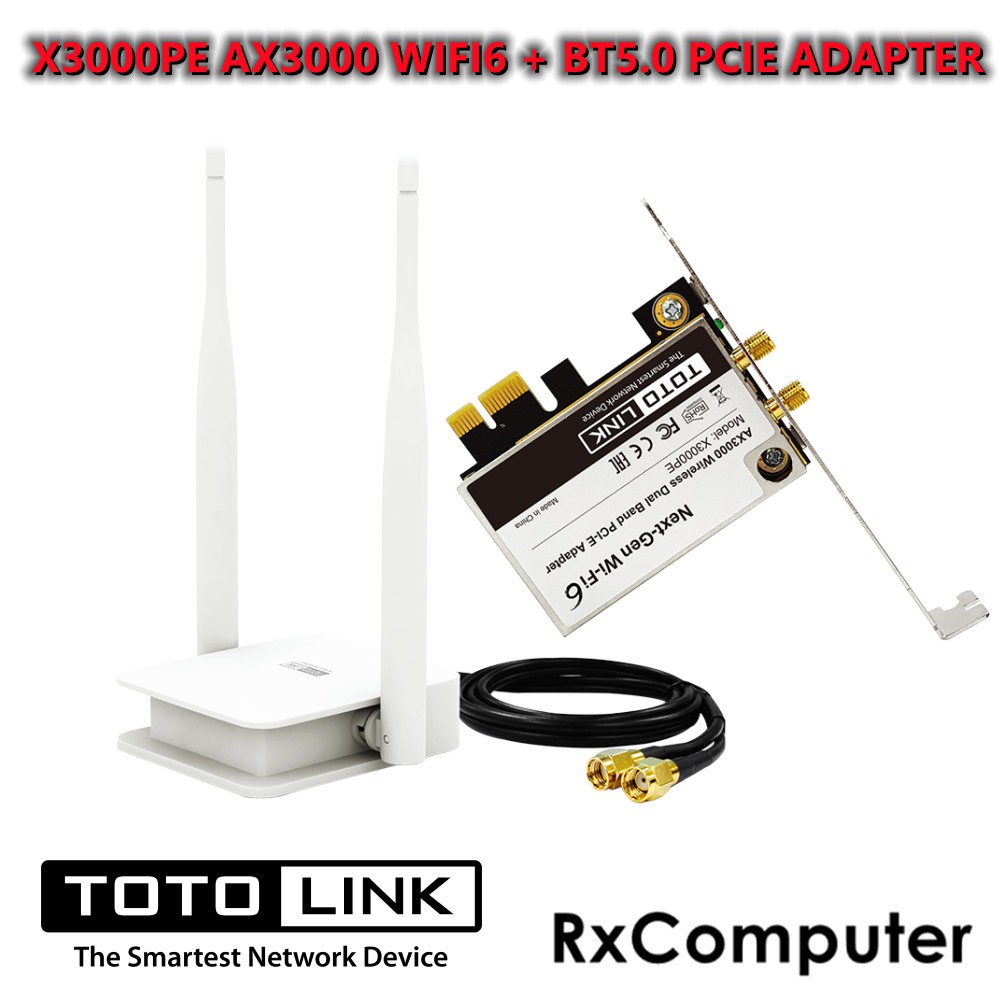 TOTOLINK X3000PHE AX3000 WIFI 6 WITH BLUETOOTH 5.0 PCIE ADAPTER ...
