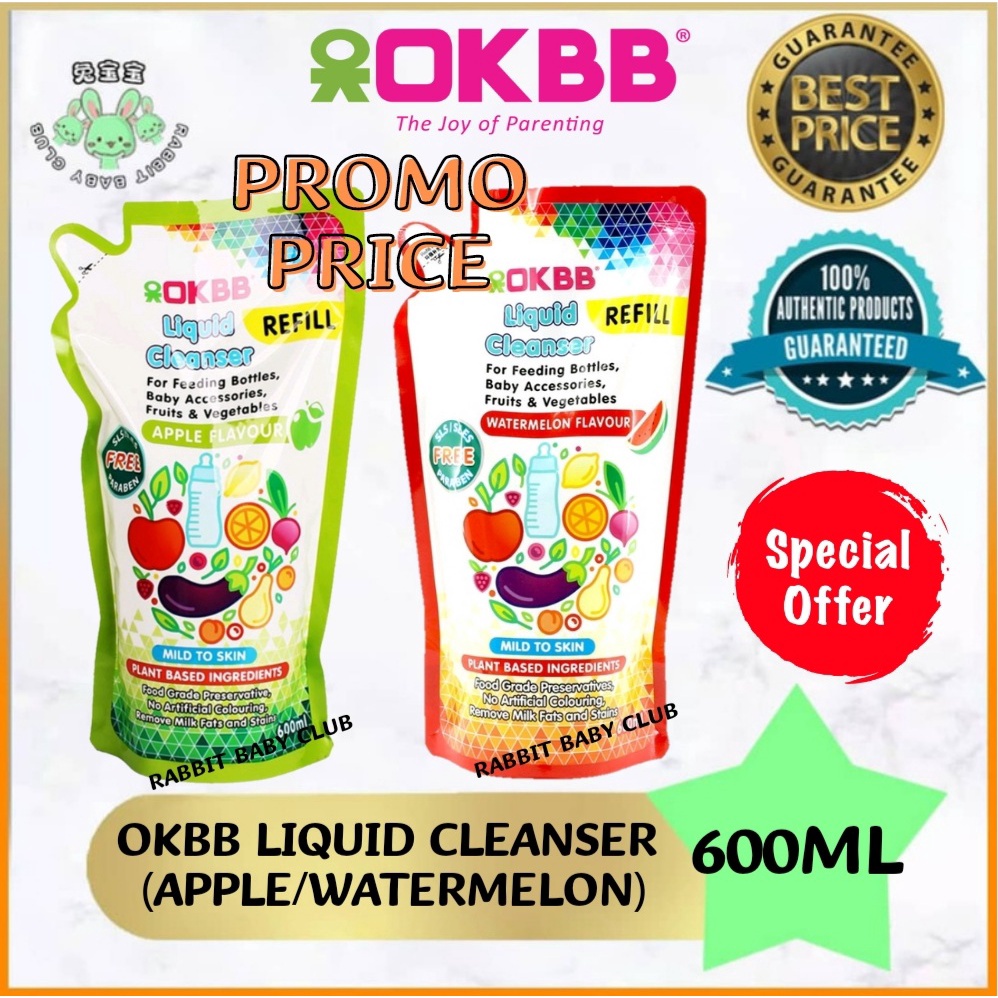 OKBB Liquid Cleanser Refill Pack (600ML) (Apple Flavour/Watermelon ...