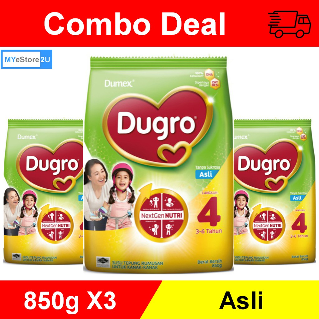 Dugro 4 Asli 850g X3 (Susu Tepung Dugro. Milk Formula. Powder Milk ...