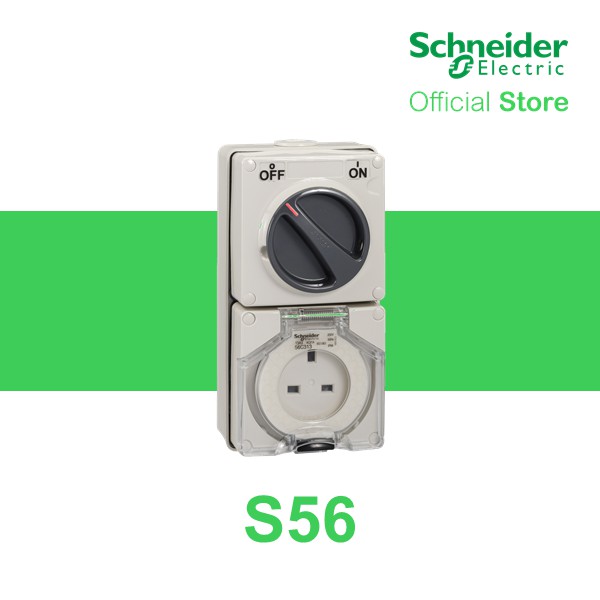 Schneider Electric S56 250V 13A 3 Straight Pin Switched Socket Grey ...