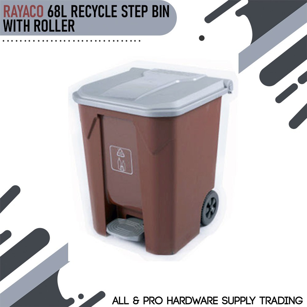 RAYACO 68L Recycle Step Bin with roller / Garbage bin / Trash Bin ...