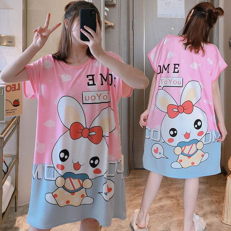 Baju Tidur Rumah Malam Plus Size Pajamas Cartoon Pyjamas Baju Tido Gaun ...