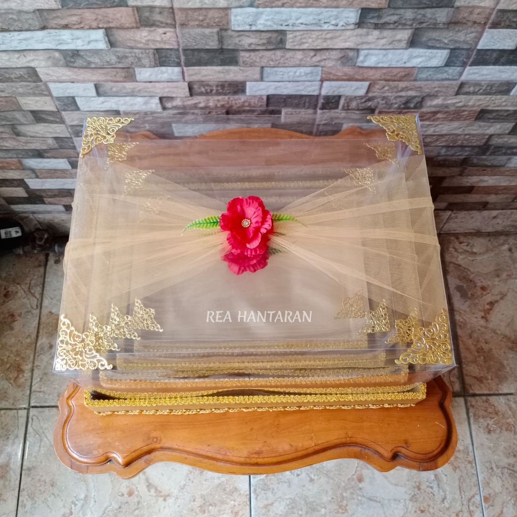 MERAH Gift box gold Color Red Flower full Angle Ornament 1 set Of 4 ...