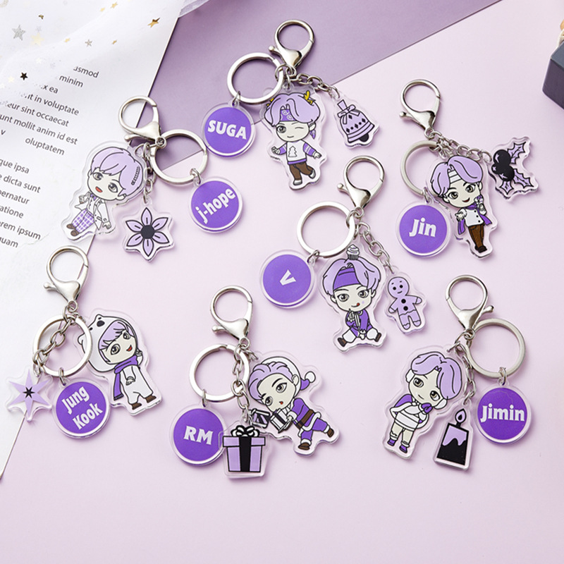 Kpop BT21 Bts New Album BE Anime Cartoon Jin Suga Jimin V Acrylic Key ...