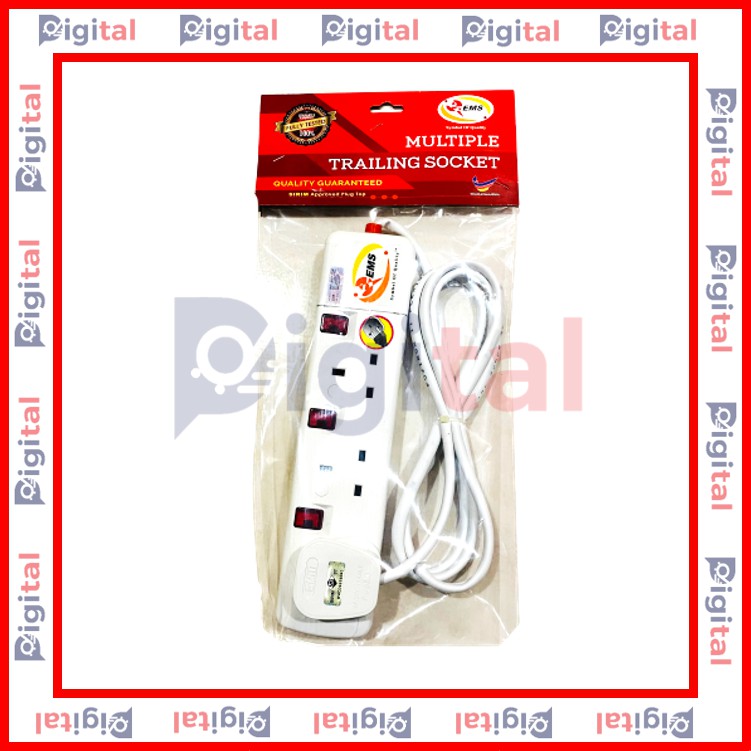 EMS Extension Cord 3/4/5 Gang 2M 40mm Cable Sirim Approved Trailing ...