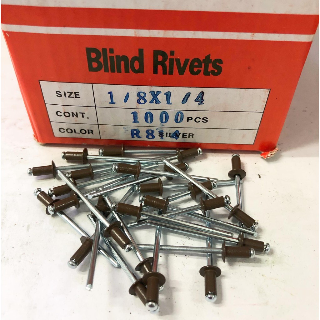 [1000pcs/Box] 1/8 x 1/4" BLIND RIVET Medium Bronze(MB) Paku Rivet Pop ...