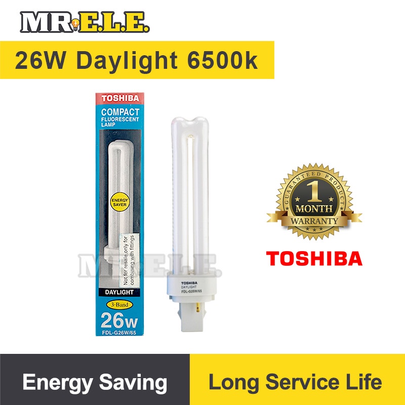 Toshiba 26W 865 PLC Tube Compact Fluorescent Lamp Daylight 6500K FDL ...