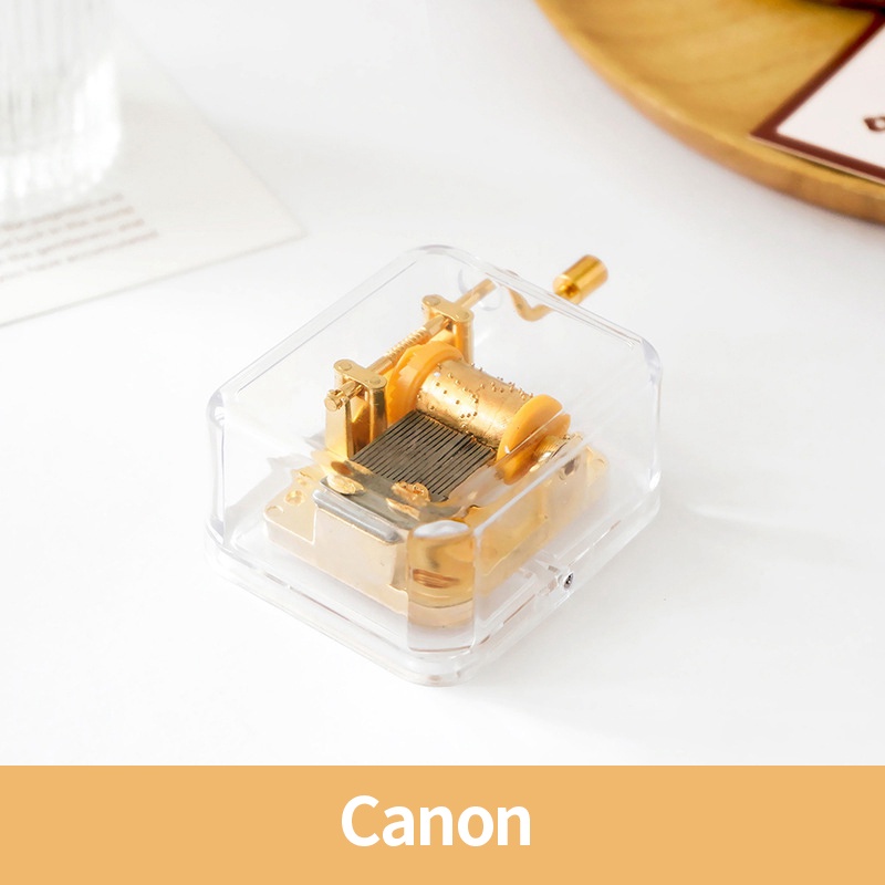 Transparent Music Box Gold Hand Cranked Note Music Box Play Birthday ...