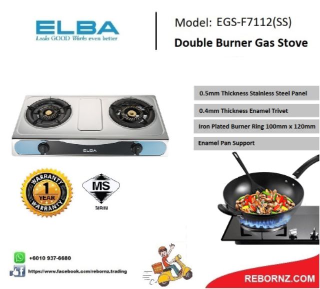 Elba Gas Stove | Dapur Gas EGS-F7112(SS) | Shopee Malaysia