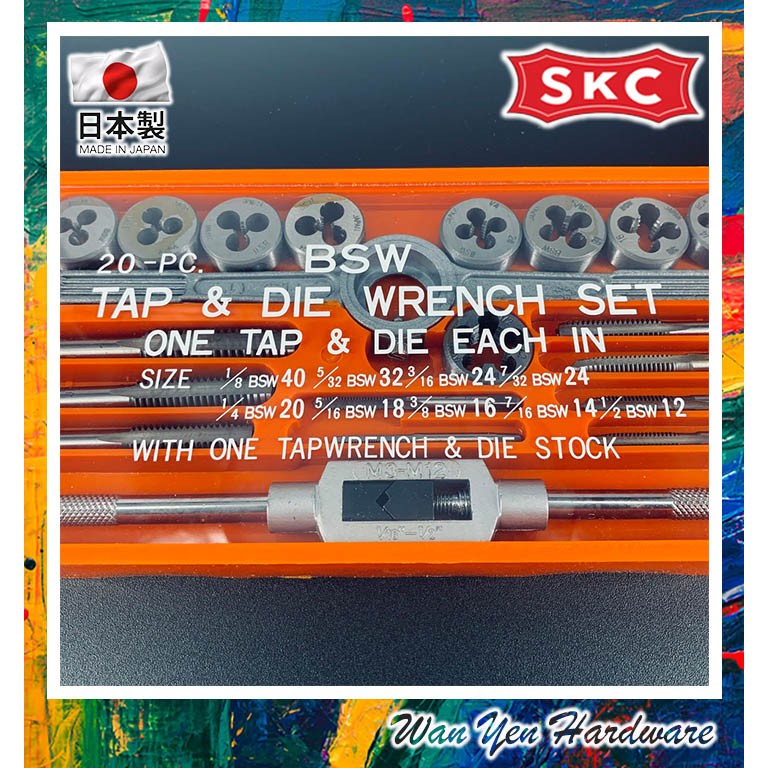 20pcs SKC Hand Tap and Die Set Metric/BSW inch Size Tungsten Steel (Made In Japan 🇯🇵 ) | Shopee ...