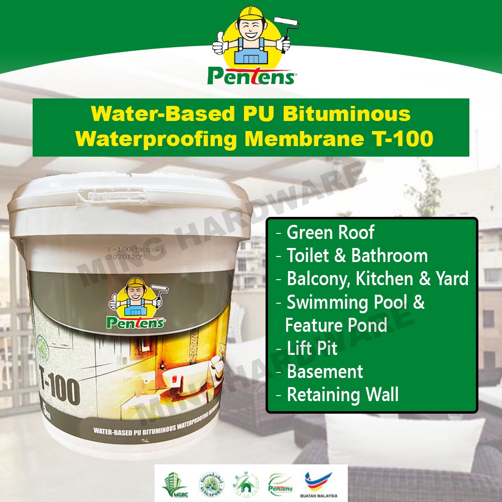 20KG PENTENS T-100 WATER-BASED PU BITUMINOUS WATERPROOFING MEMBRANE ...