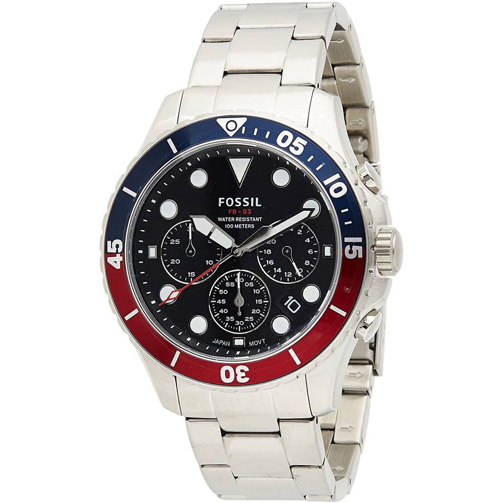 Authentic Fossil FB-03 Black Dial Silver Stainless Steel Watch FS5767 ...