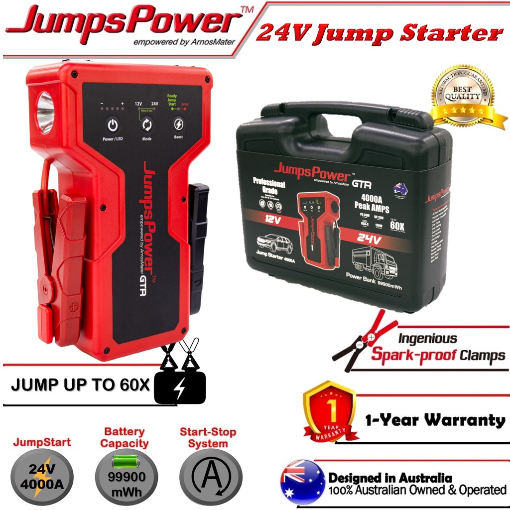JumpsPower GTR 99900mWh (4000A) 24/12V Truck Car Jump/Jumper Cable ...
