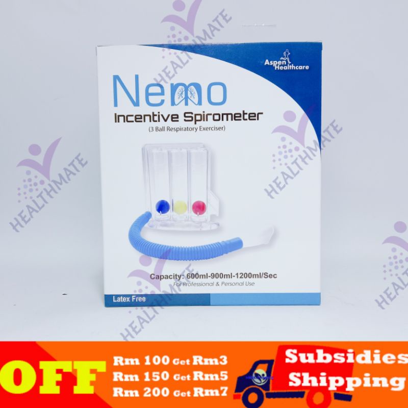 Nemo Incentive Spirometer 3 Ball Respiratory Exerciser ( 600ml-900ml-1200ml/SEC) | Shopee Malaysia