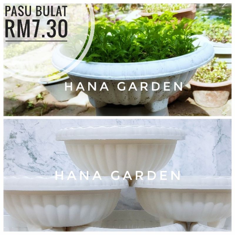🔥NEW🔥 Pasu Bunga Plastik Putih Bulat Flower Pot | Shopee Malaysia