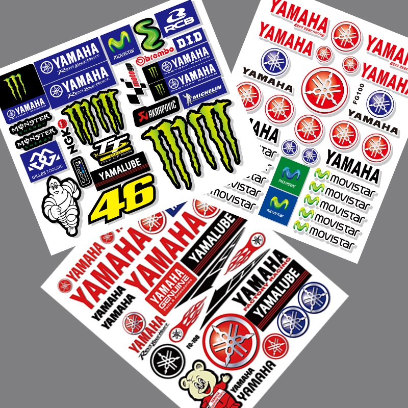 one piece vinyl reflective yamaha logo sticker for motorcycle motor ...
