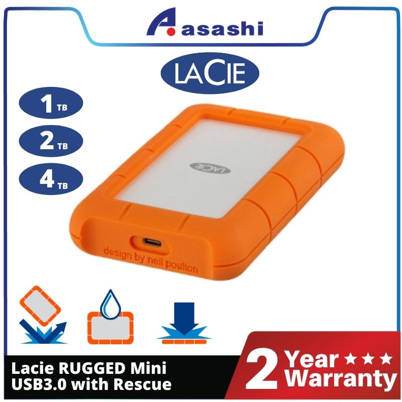 Lacie 1TB / 2TB / 4TB Rugged Mini USB 3.0 Mobile Drive (LAC301558 ...