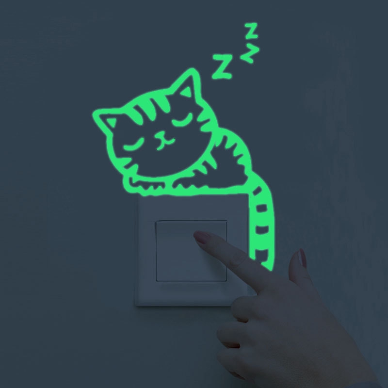 Cute Cat Fluorescent Glow in The Dark Light Switch Stickers / Self ...