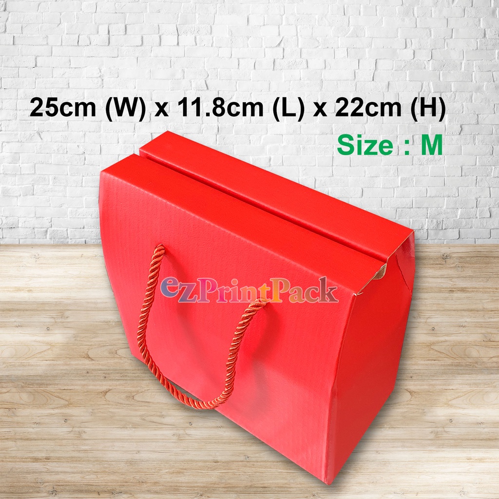 (M)RED PACKING BOX with Handle String | CNY Cookie Box | CNY Gift Box ...
