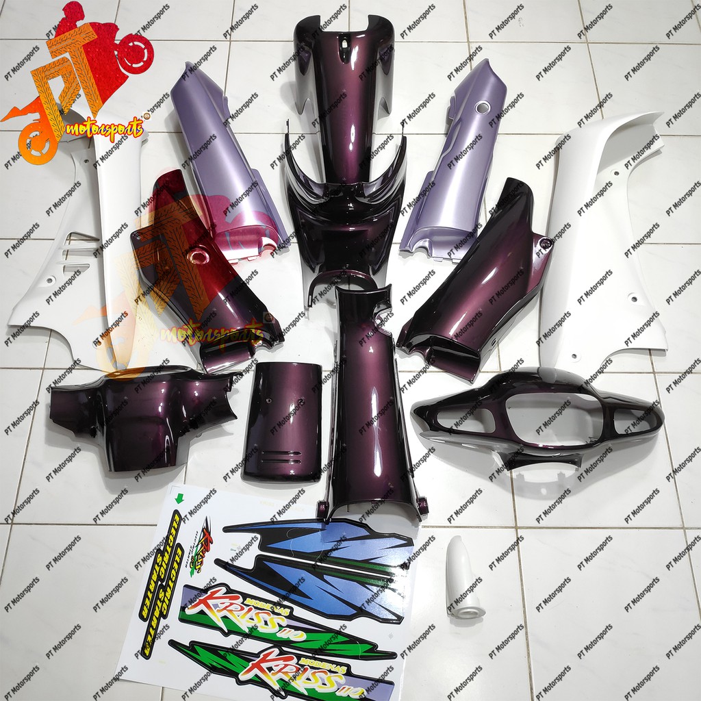 Kriss 110 K2 Disc K 100 FL Cover Set + Kepak + Siap Lekat Sticker Blue ...