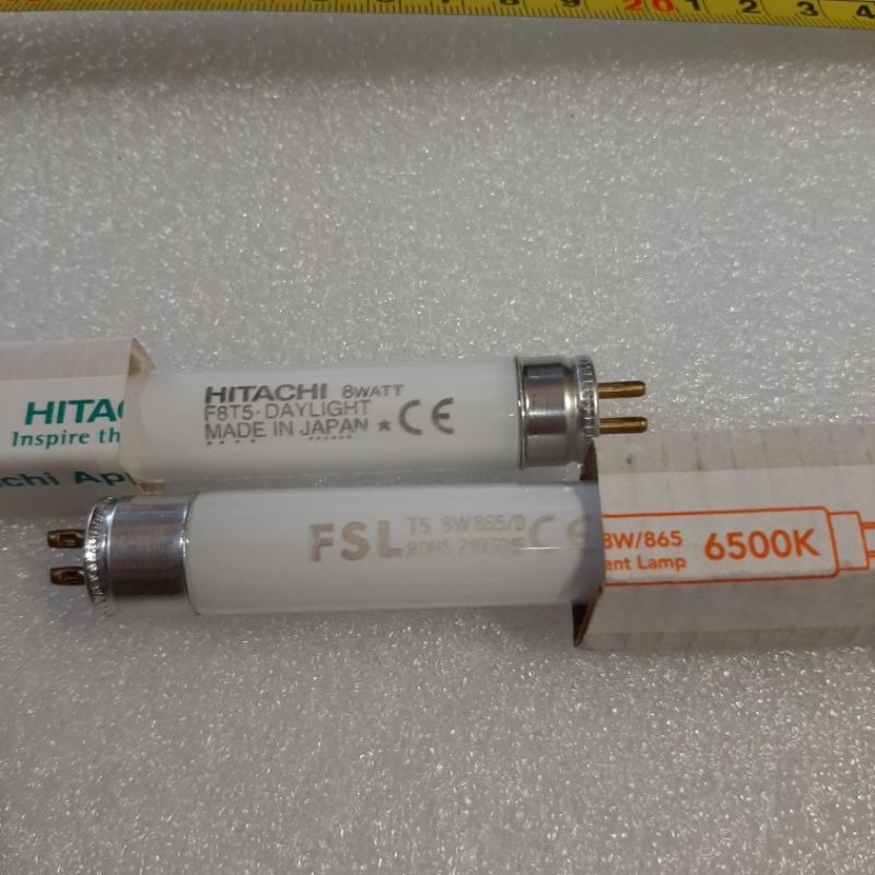 Hitachi FSL T5 8W 1 feet Fluorescent Tube 1ft T5 light tube - White Daylight 6500K | Shopee Malaysia