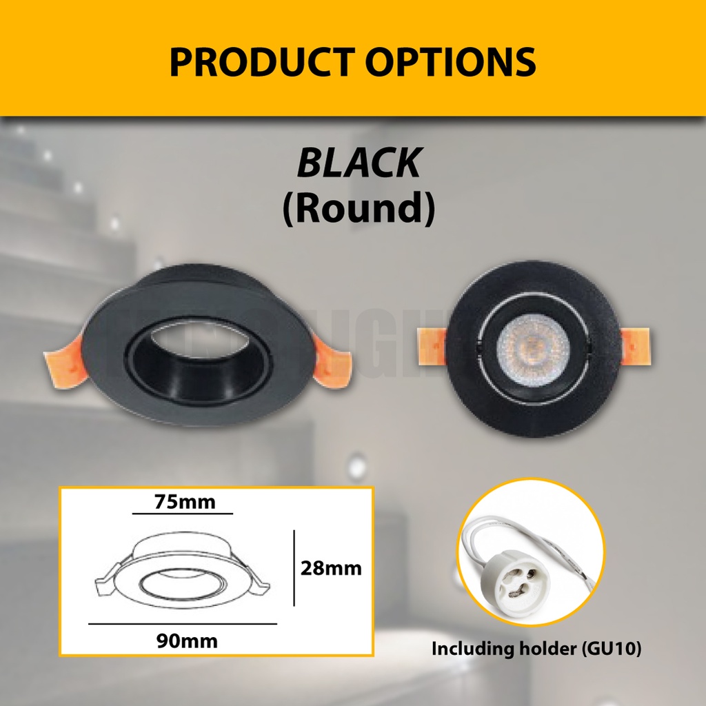 LED Eyeball Casing MR16 GU10 7W Bulb Replaceable Fitting Square Round ...