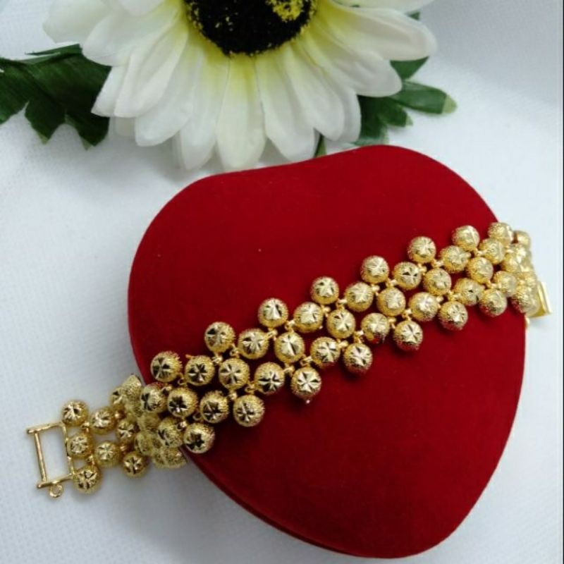 (READYSTOCK) GELANG TANGAN ANGGUR/ BIJI 4 LAYER EMAS KOREA COP 916 ...