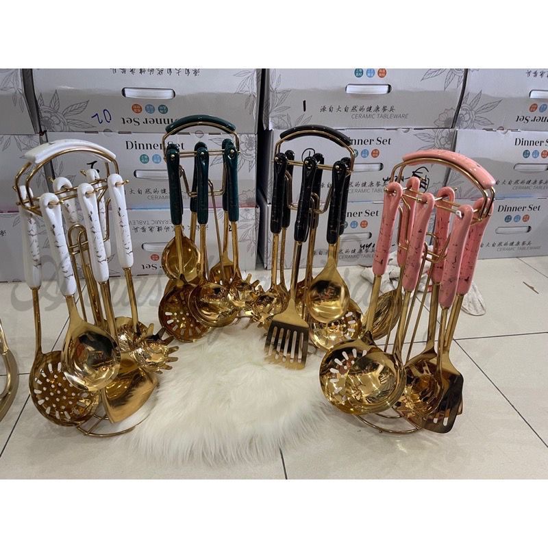 🔥 🔥READY STOK🔥Nordic Bercorak Stainless Steel Kitchenware / Set Senduk ...