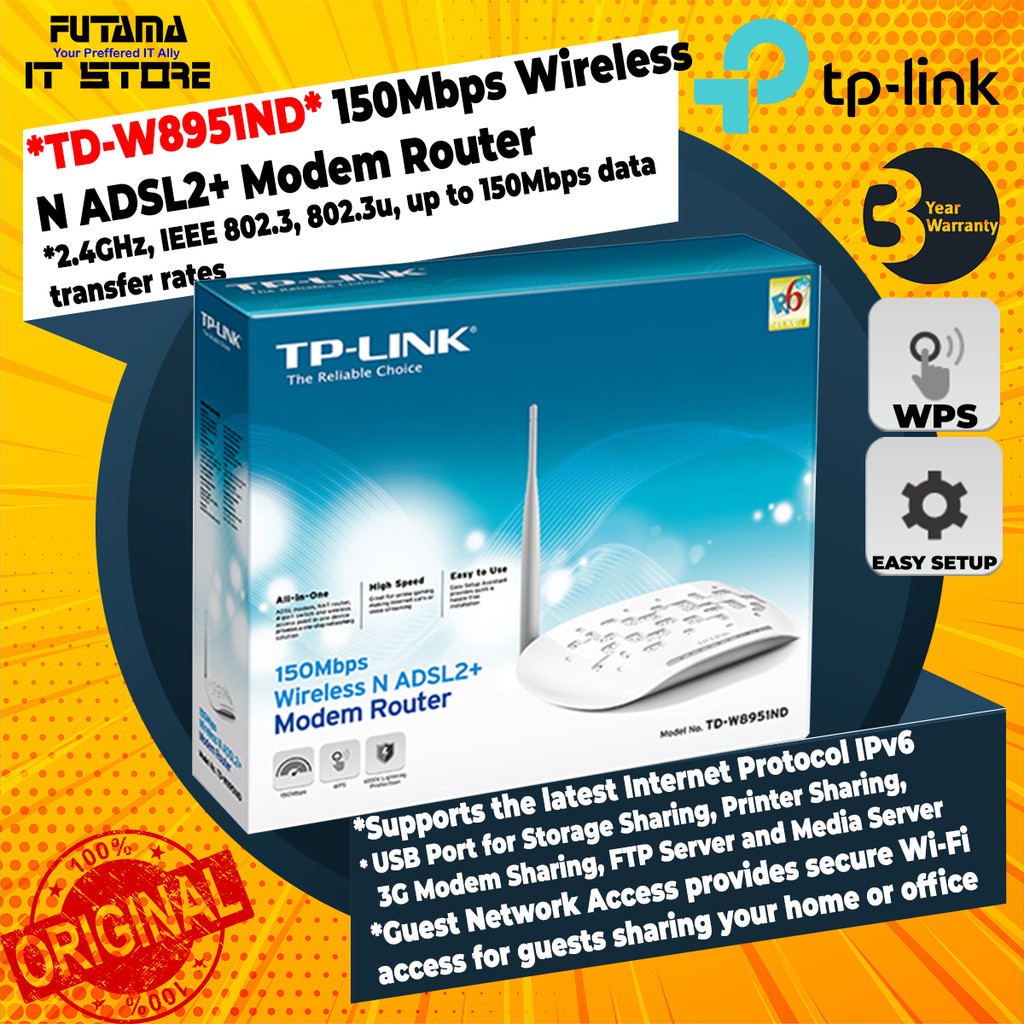 TP-LINK TD-W8951ND 150Mbps Wireless N ADSL2+ Modem Router | Shopee Malaysia