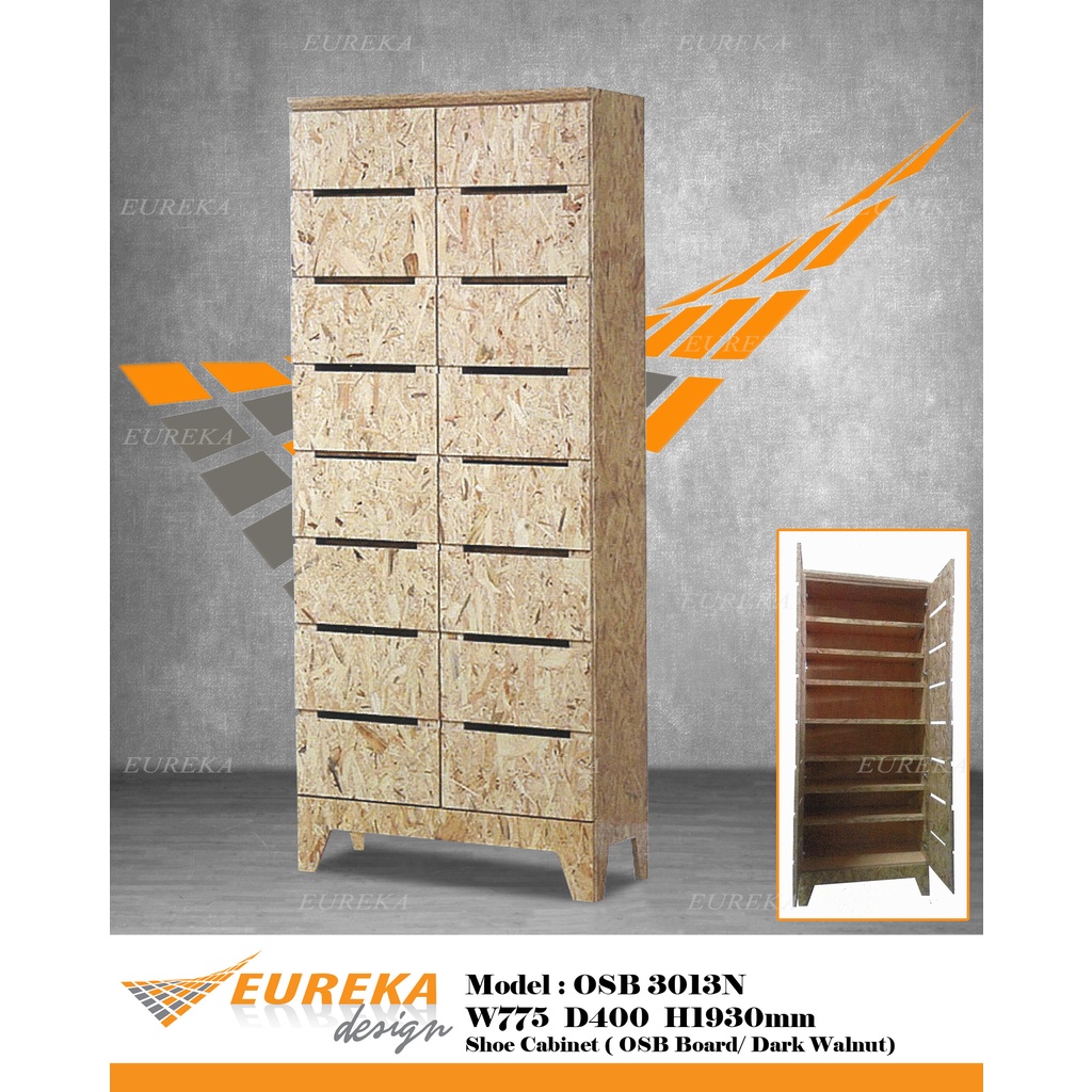 EUREKA 2.5ft High Shoe Rack Cabinet Wood / Almari Kasut OSB3013 (Deliver & Installation Klang ...