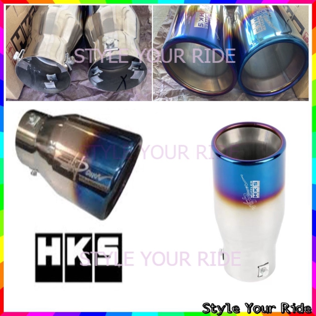 HKS TITANIUM 4" outlet stainless steel tail tip pipe car exhaust blue ...