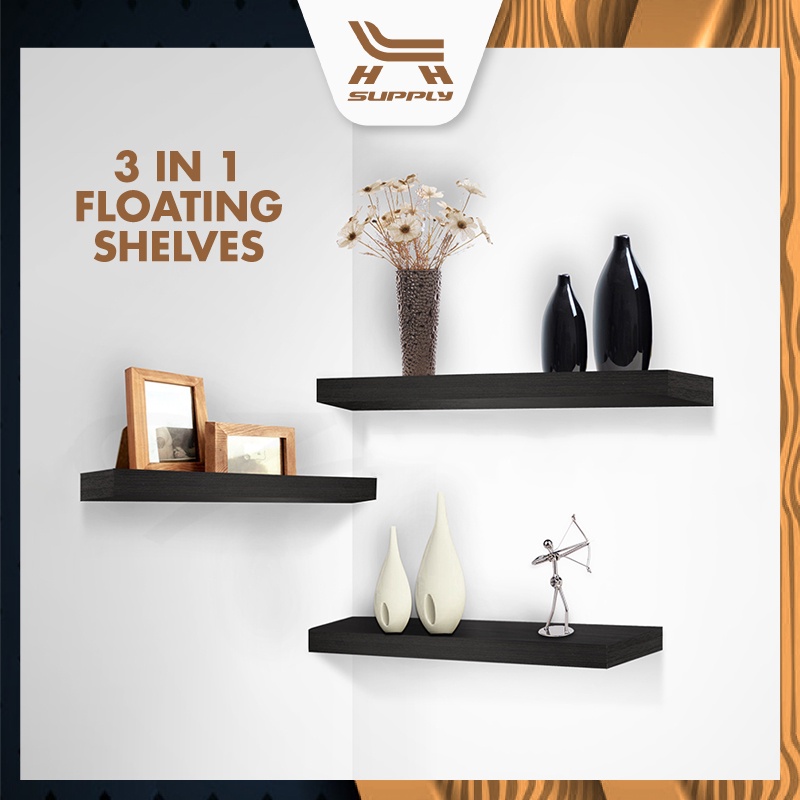 LH 3PCS Floating Rak Dinding Terapung Hanging Shelf Wall Shelf/Floating ...